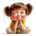 10 Cute Pigtail Girls Clipart, Funny Girl, Pigtails Hair, Printable ...