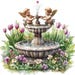 12 Garden Fountains Clipart, Floral Fountain, Floral Garden, Printable ...