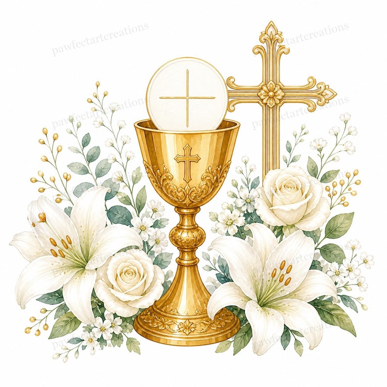 20 First Holy Communion Chalice Candles Clipart, First Holy Communion ...