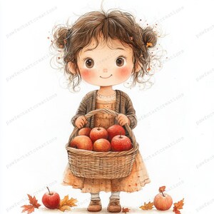 Autumn Girl Clipart: Watercolor Fall Season Art (digital Download) - Etsy