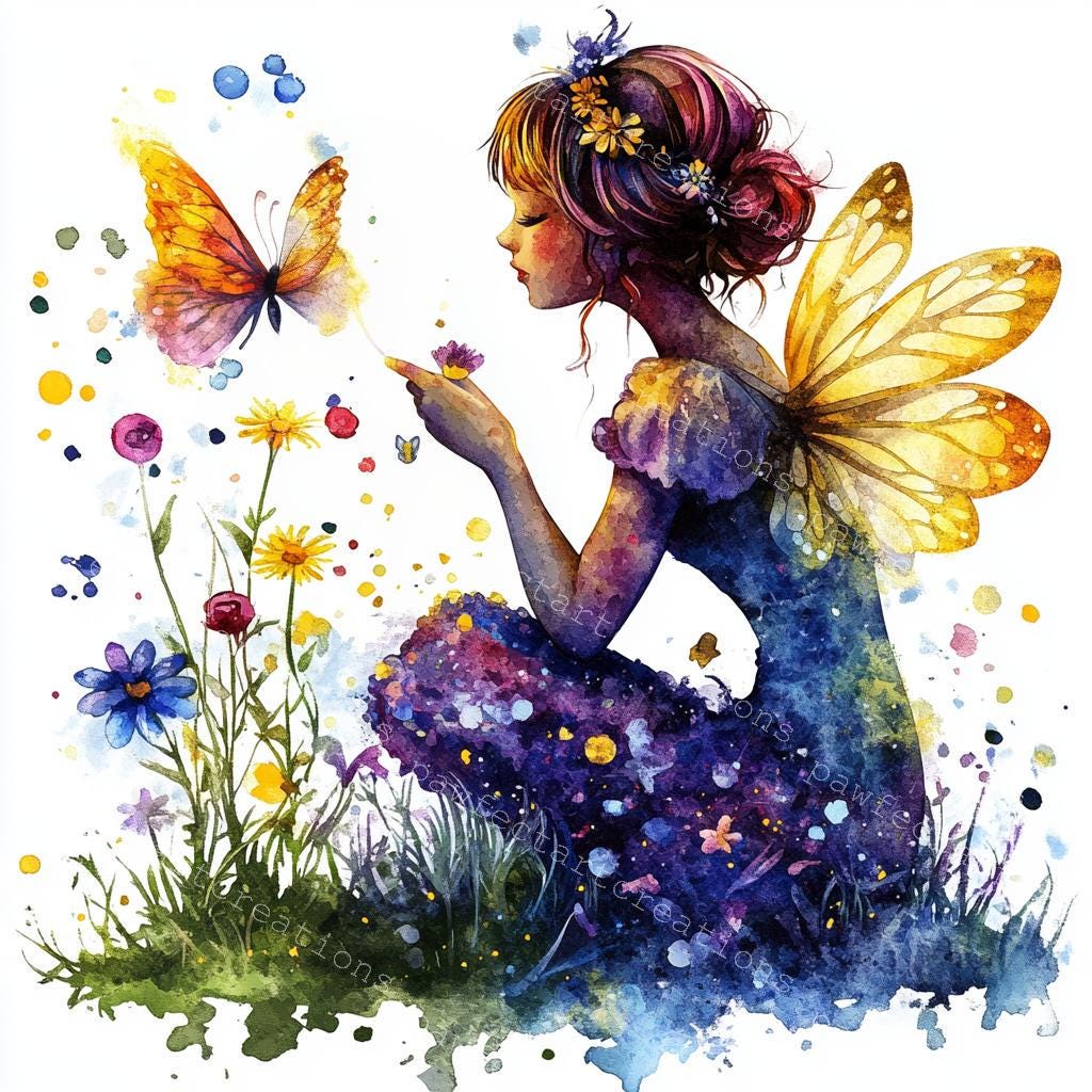 Floral Fairy Clipart: Watercolor Flower Fairies (digital Download) - Etsy