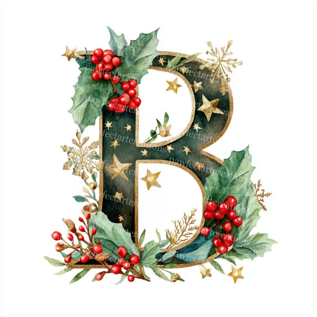 26 Christmas Alphabet Clipart, Festive Holiday Letters, Christmas Card ...