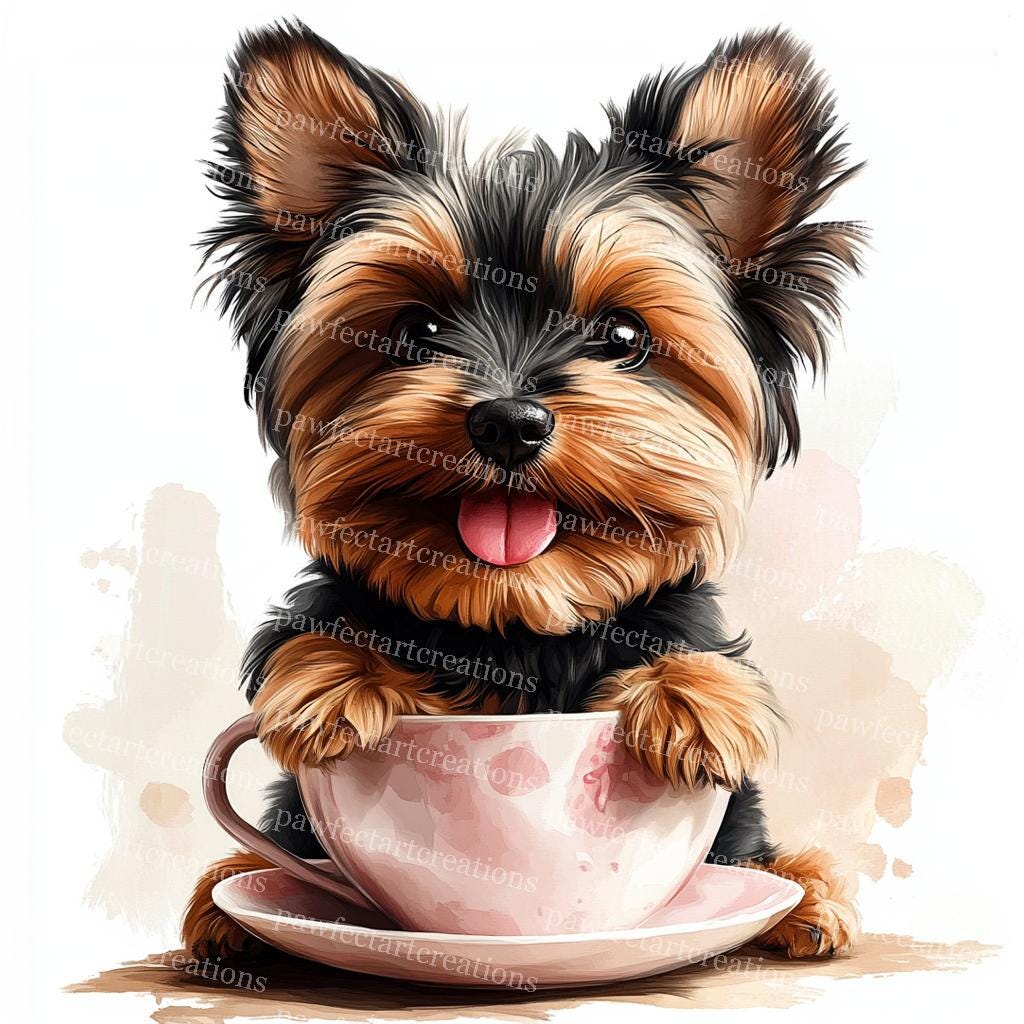 10 Cute Yorkie Clipart, Funny Yorkshire Terrier, Funny Dog, Printable ...