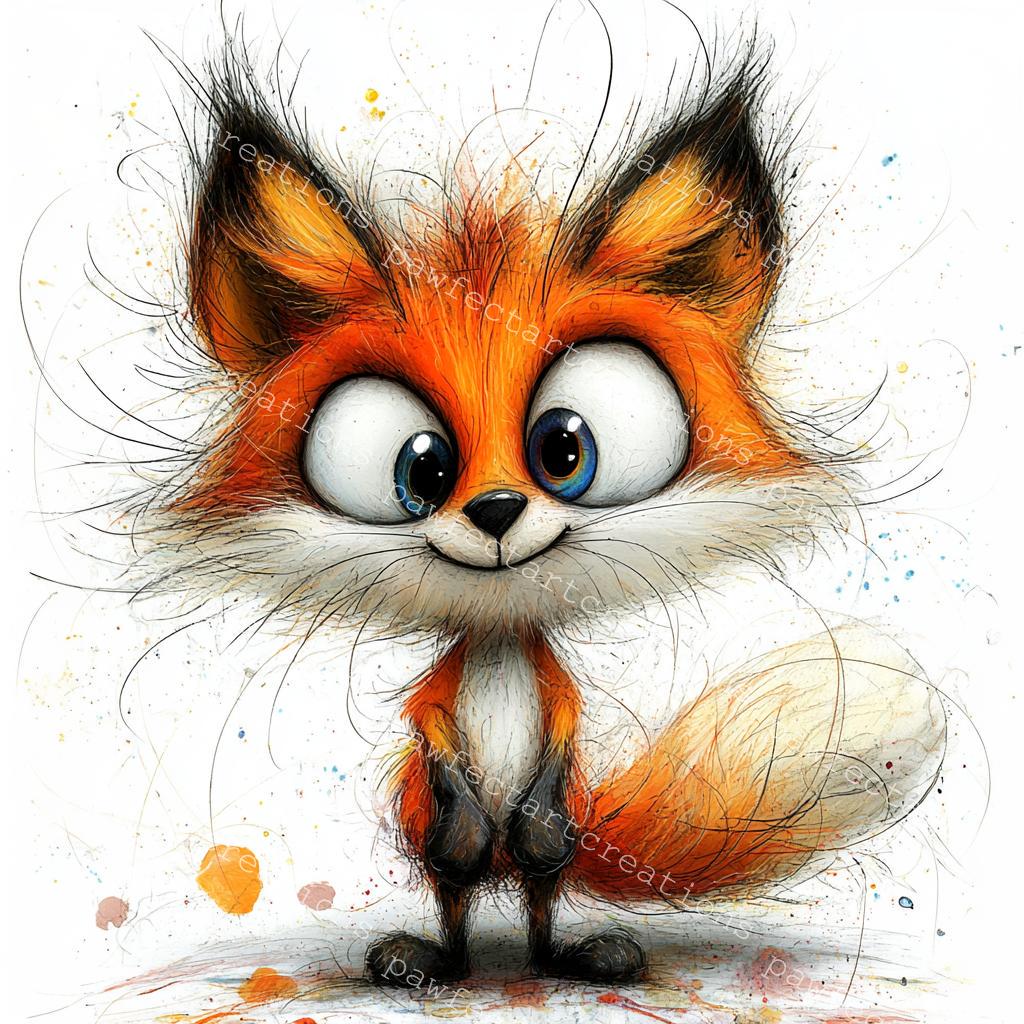 Funny Surprised Fox Clipart: Watercolor Style (digital Download) - Etsy