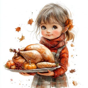 10 Thanksgiving Girls Clipart, Autumn Girl, Fall Season, Printable ...