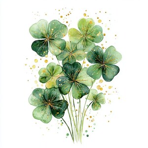20 Saint Patrick’s Day Bouquet Clipart, Gold Clover Leaf, Shamrock Art ...