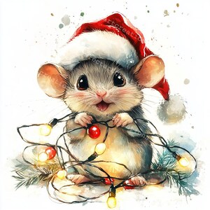 12 Christmas Mouse Clipart, Cute Funny Mouse Clipart, Printable ...