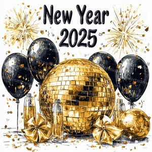 10 Happy New Year 2025 Clipart, New Year's Eve, Party Clipart,printable ...