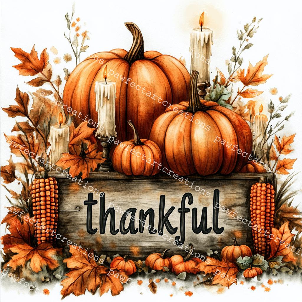 18 Thanksgiving Clipart Set: Autumn Harvest Watercolor Graphics ...