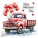 14 Valentine's Day Truck Clipart, Pink Vintage Truck, Valentine ...