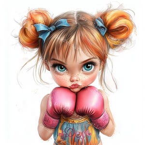 10 Quirky Boxing Girl Clipart, Cute Boxing Girl, Whimsical Ephemera ...
