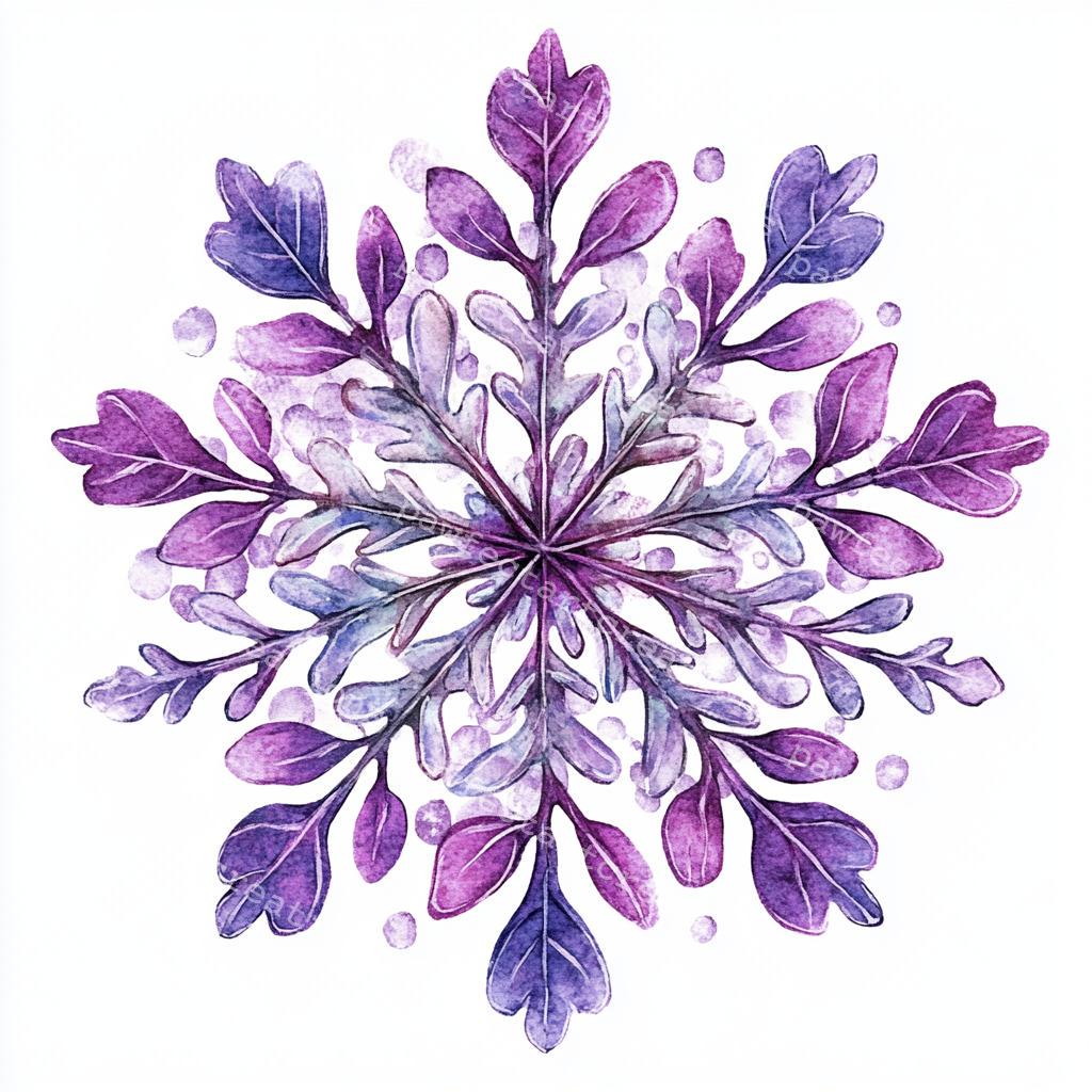 Purple Watercolor Snowflake Clipart: Winter Crafts (digital Download ...