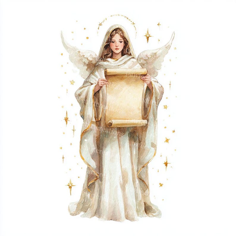 15 Christmas Angel Holding Scroll Clipart,christmas Art,christmas Card ...