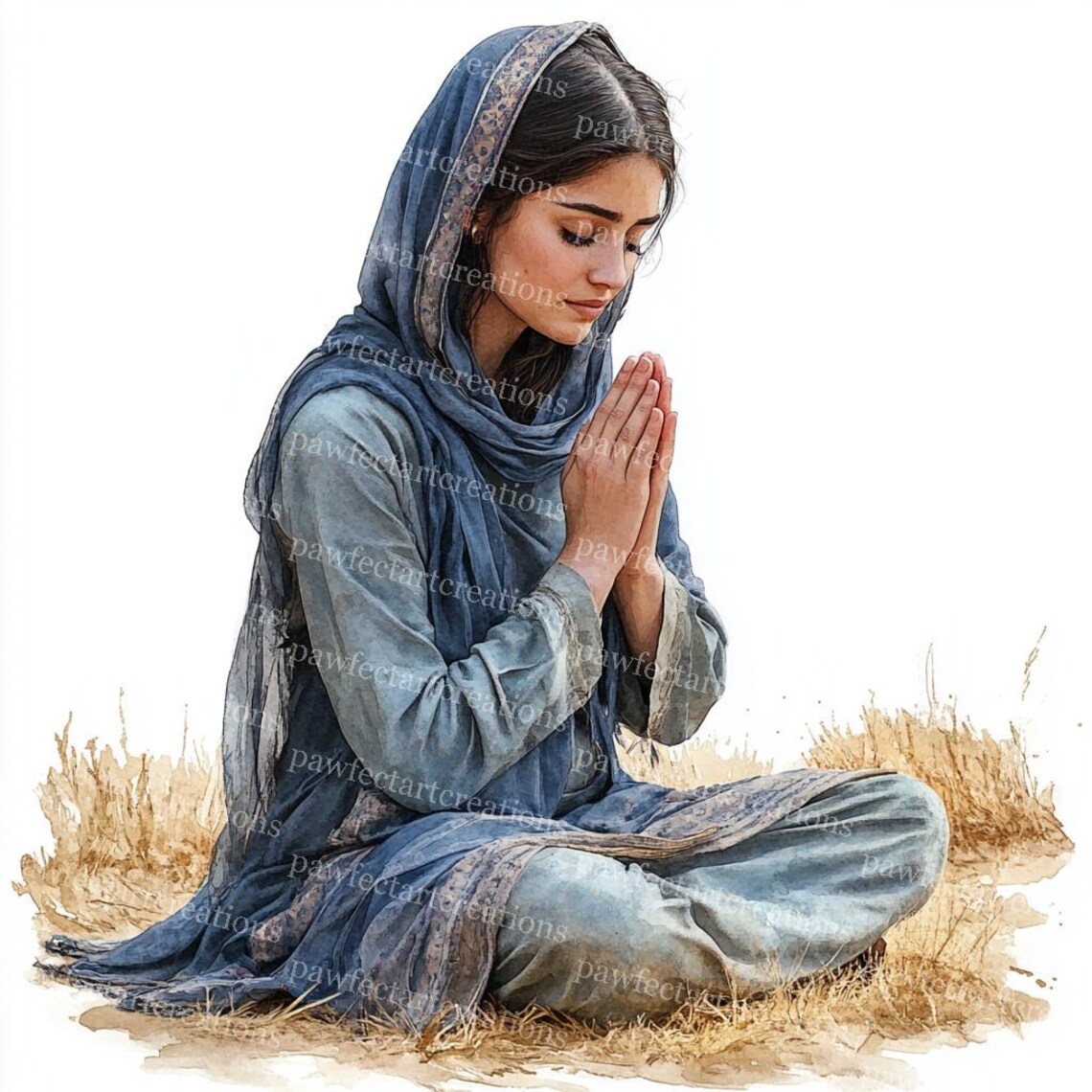 Biblical Woman Praying Clipart: Watercolor Style (digital Download) - Etsy
