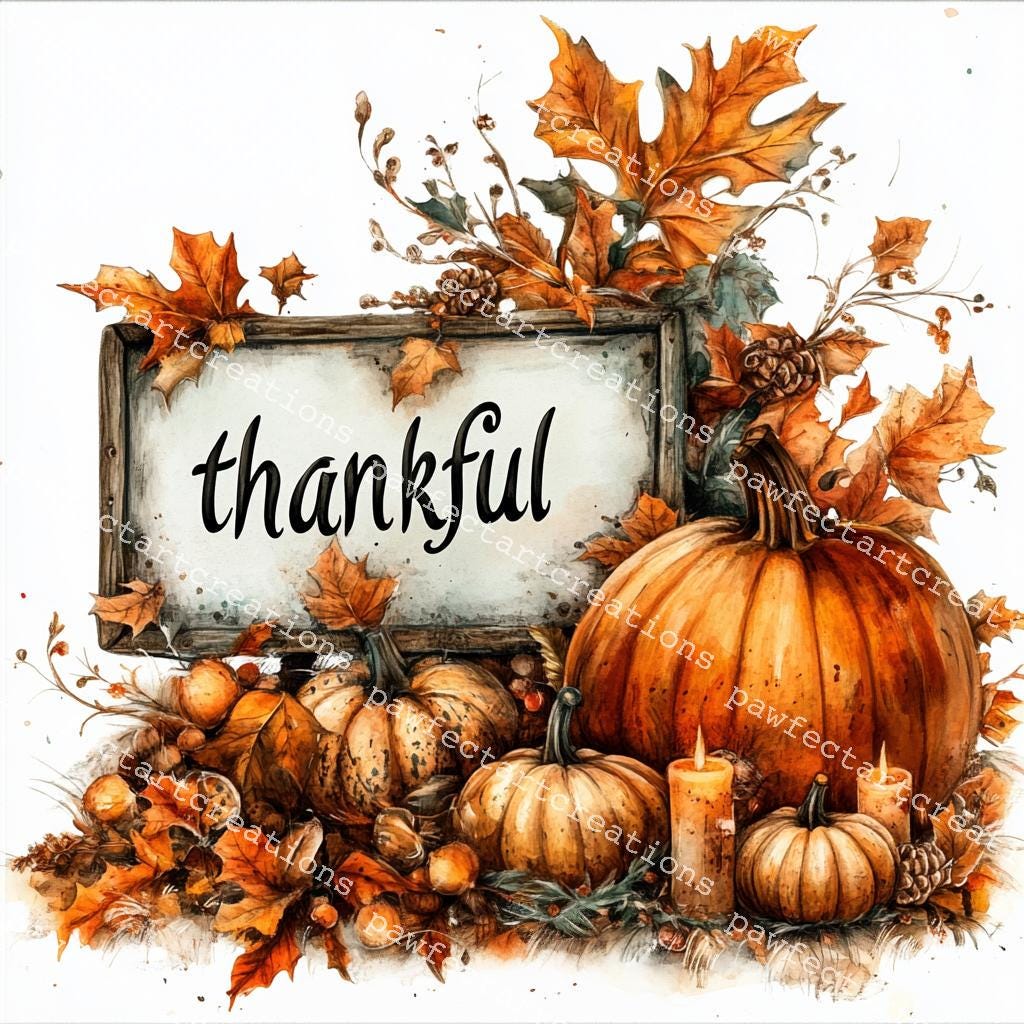 18 Thanksgiving Clipart Set: Autumn Harvest Watercolor Graphics ...