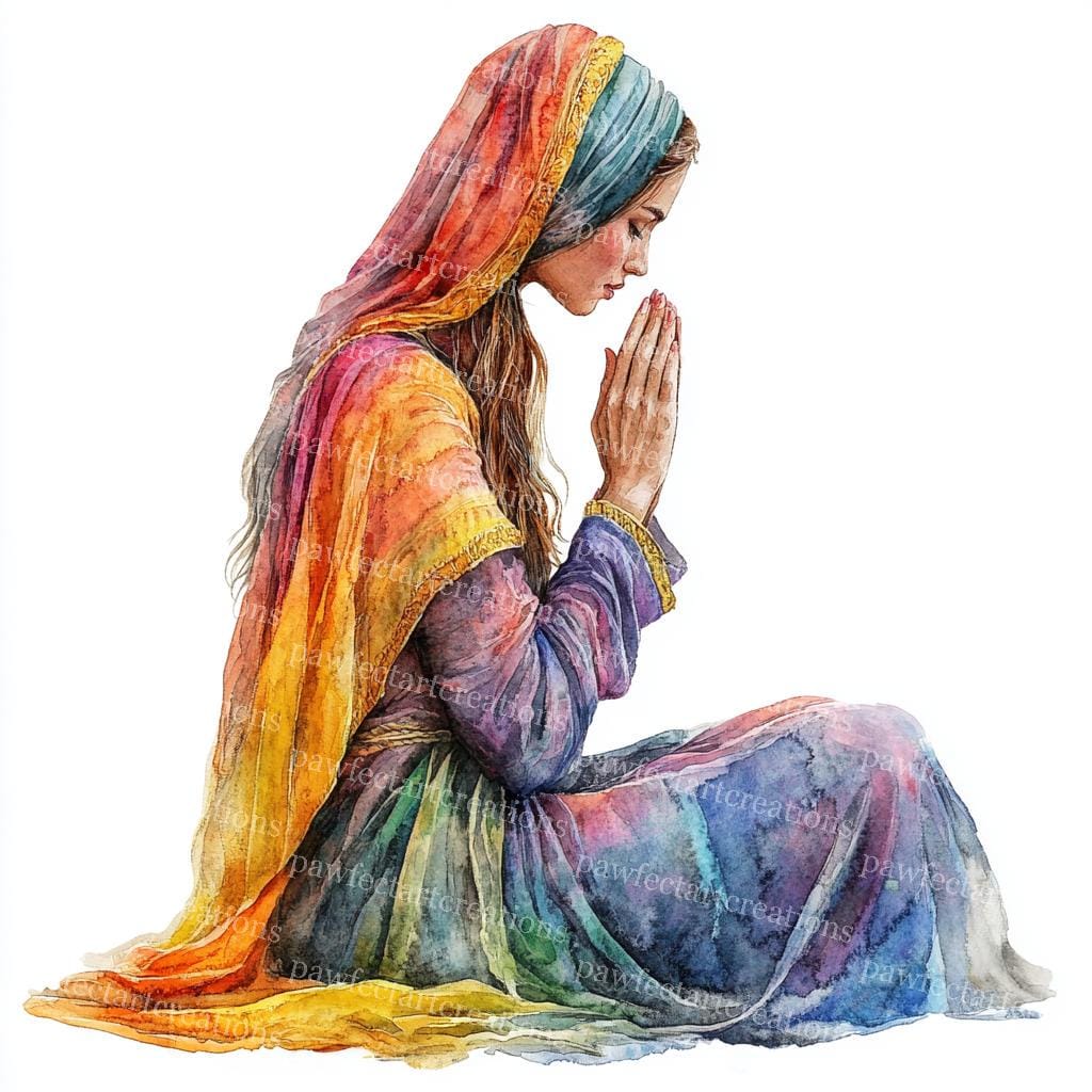 Biblical Woman Praying Clipart: Watercolor Style (digital Download) - Etsy