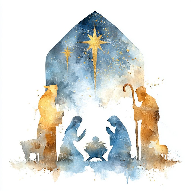20 Minimalist Nativity Scene Clipart, Merry Christmas, Christmas Scenes ...