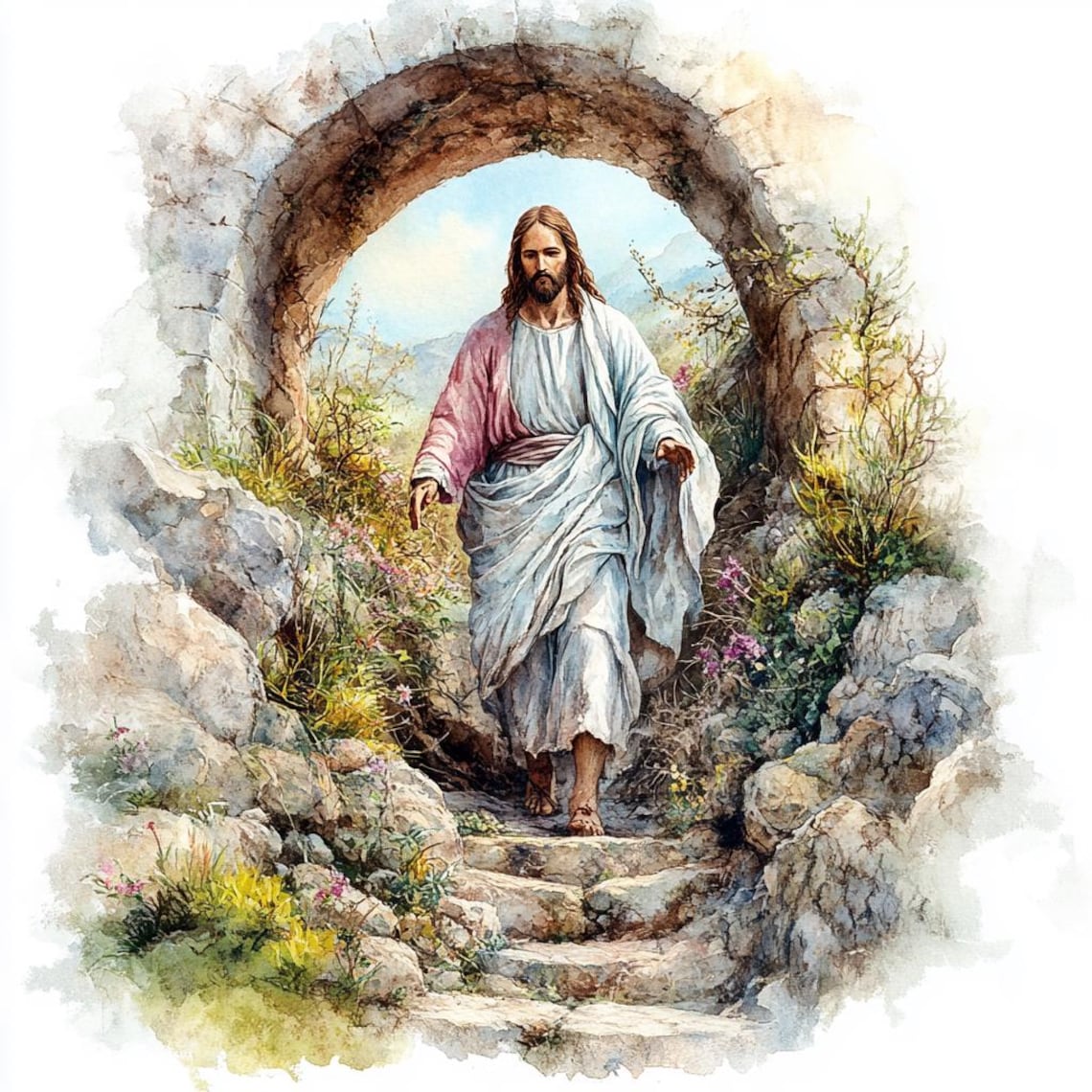 Jesus Christ Clipart: Easter Resurrection Watercolor Art (digital ...