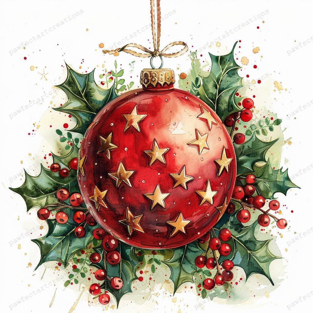 Christmas Bauble Clipart: Watercolor Ornaments (digital Craft) - Etsy