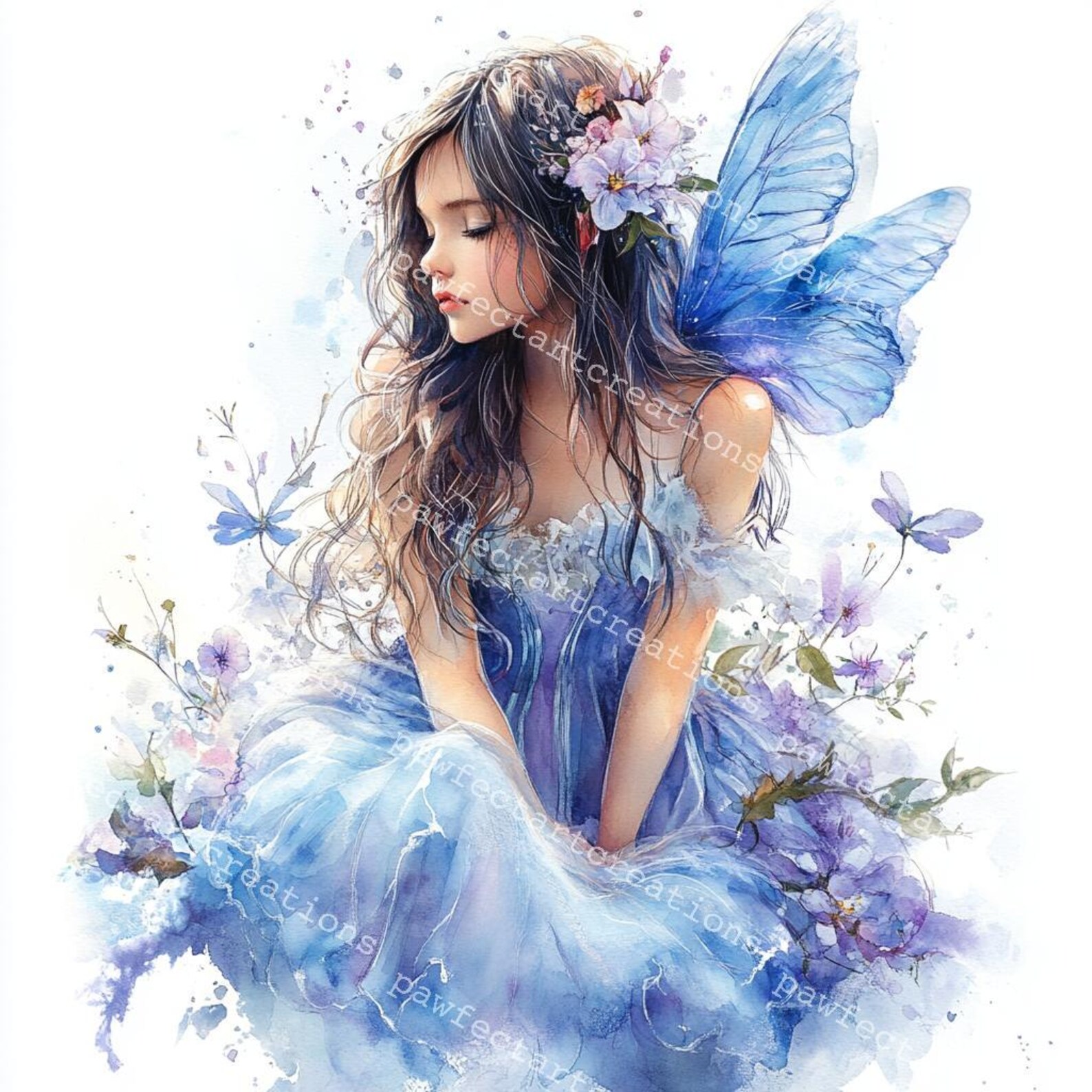 Floral Fairy Clipart: Watercolor Flower Fairies, Junk Journal (digital ...