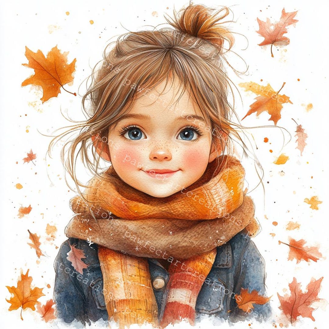 Autumn Girl Clipart: Watercolor Fall Season Jpgs (digital Download) - Etsy