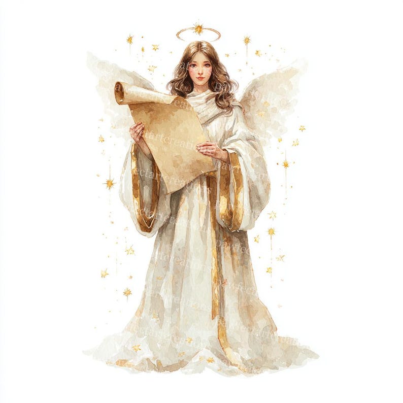 15 Christmas Angel Holding Scroll Clipart,christmas Art,christmas Card ...
