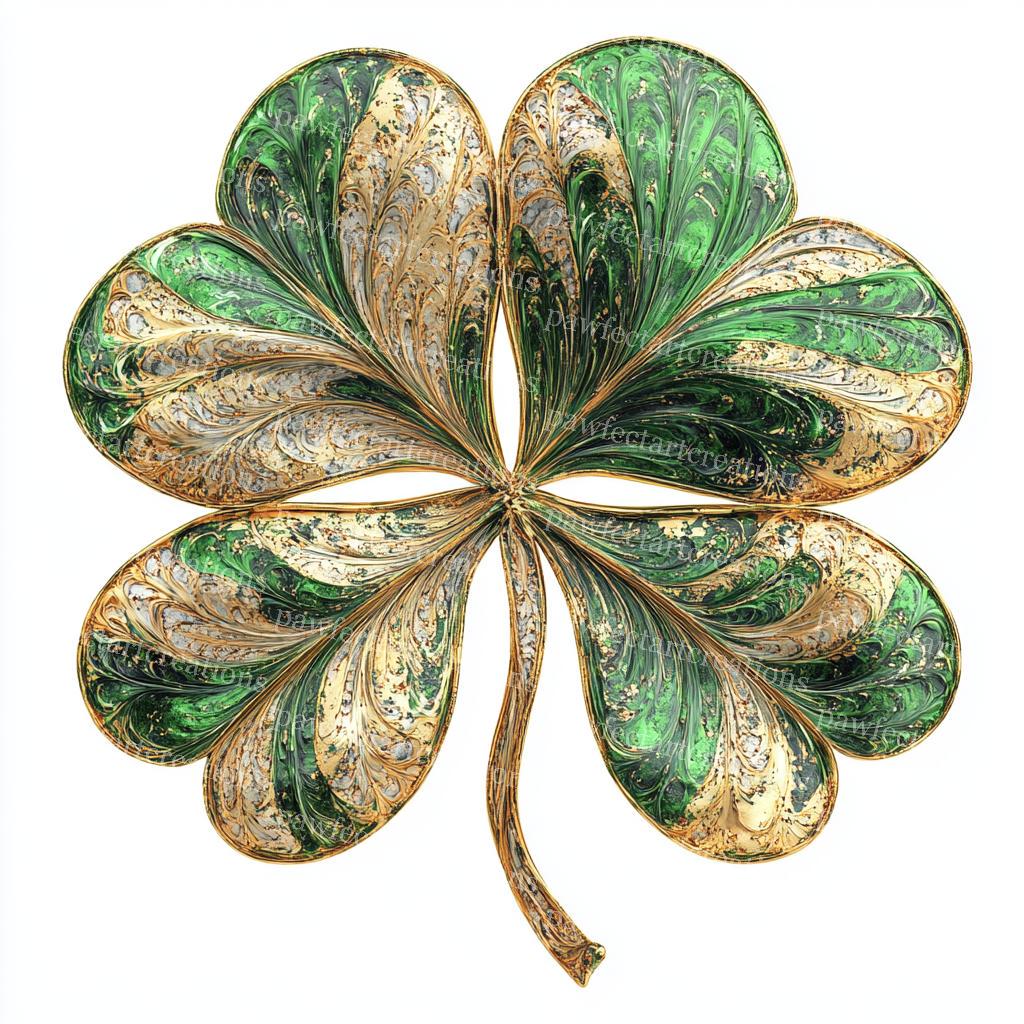 St. Patrick's Day Shamrock Clipart: Watercolor Four Leaf Clover ...