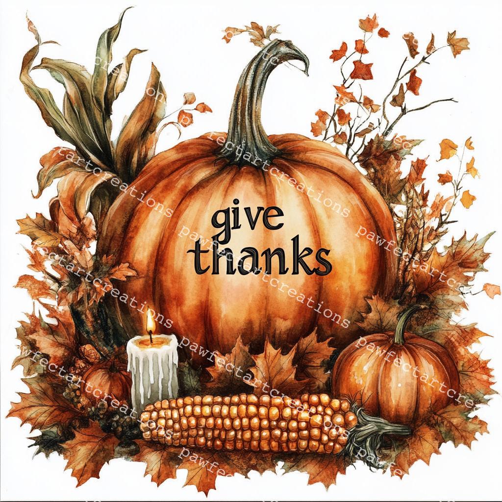 18 Thanksgiving Clipart Set: Autumn Harvest Watercolor Graphics ...