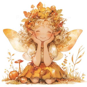 10 PNG Autumn Fairy Clipart, Cute Fairies Clipart, Printable Watercolor ...