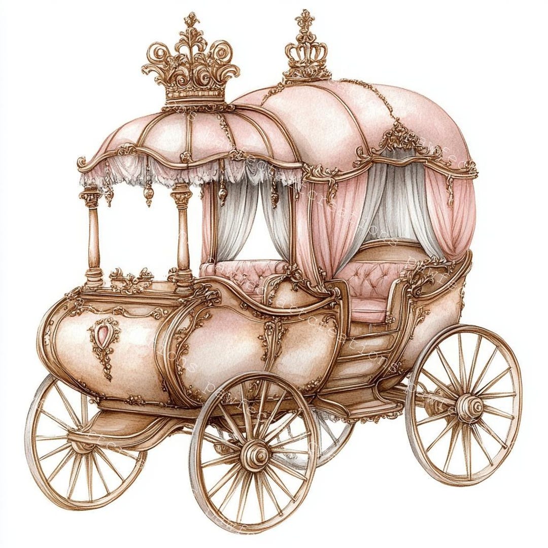 10 Princess Carriage Clipart, Fairy Tale, Pink Carriage, Royal Carriage ...