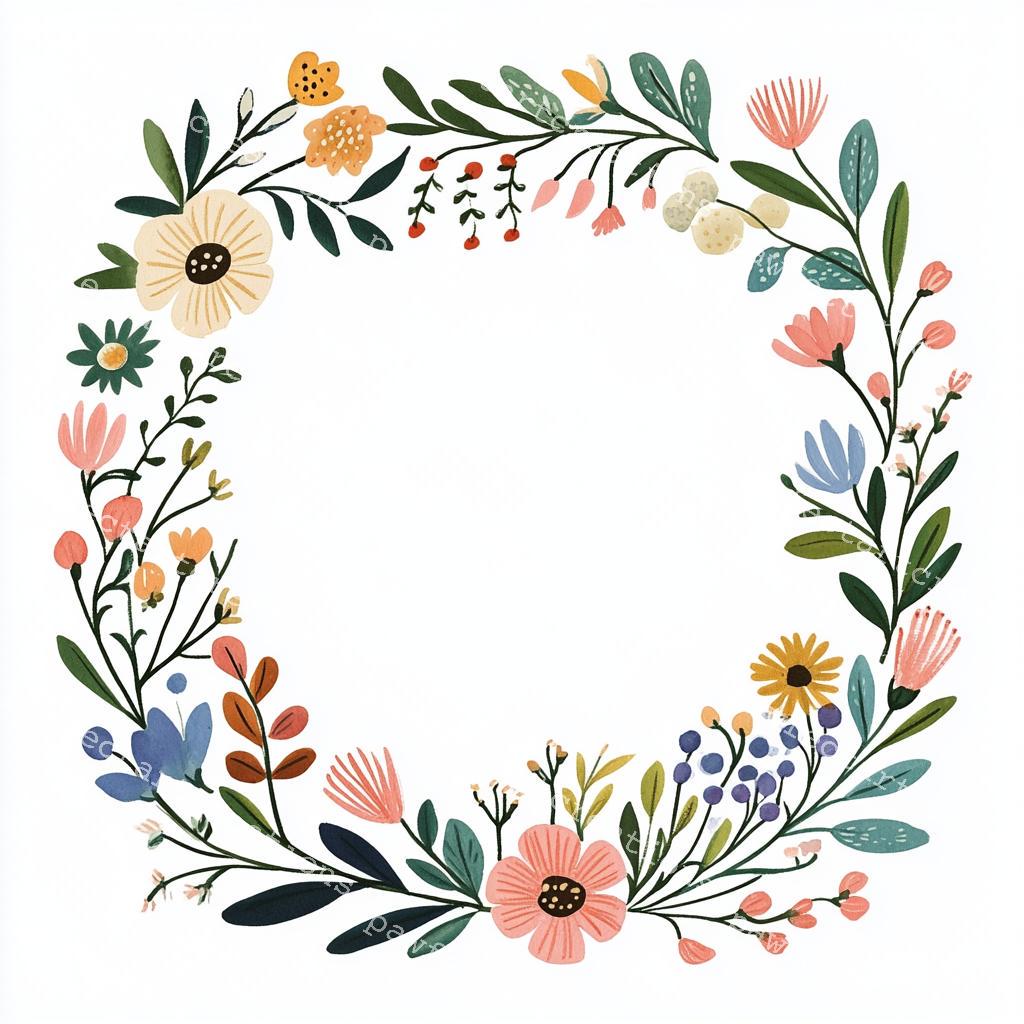 30 Watercolor Floral Frame Clipart: Spring Flower Borders (JPG Digital ...