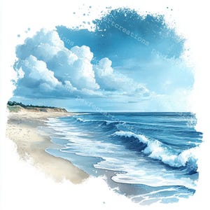 Coastal Watercolor Clipart: Beach & Ocean Art (digital Download) - Etsy