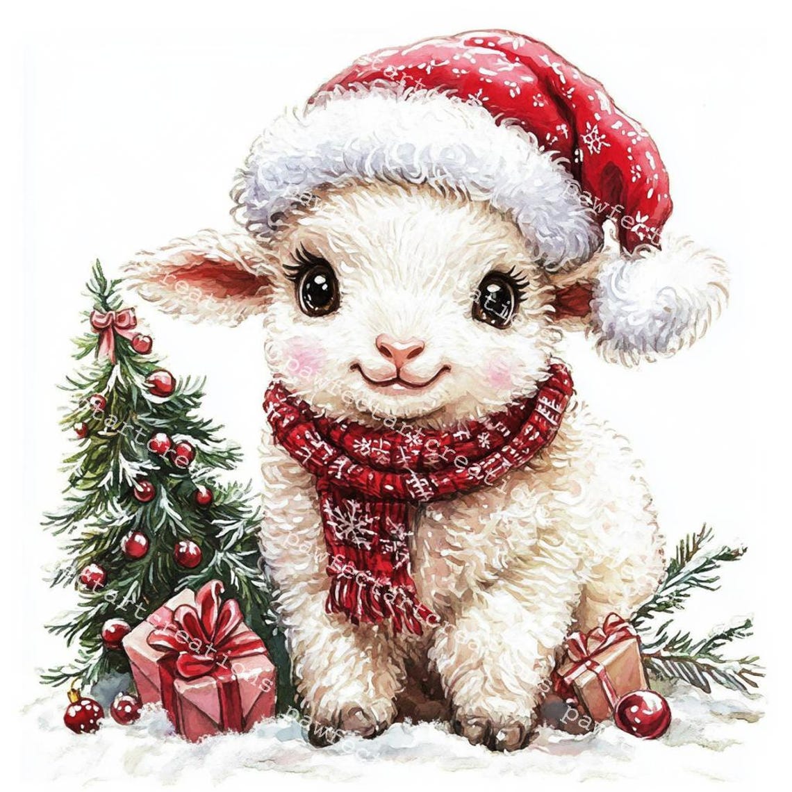 21 Cute Christmas Lamb Clipart, Sheep Clipart, Christmas Card,printable ...