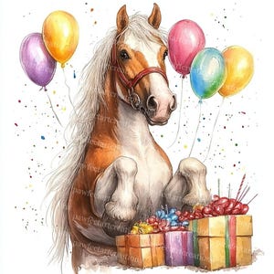 18 Funny Horse Birthday Clipart, Farm Animals Clipart, Quirky Horse ...