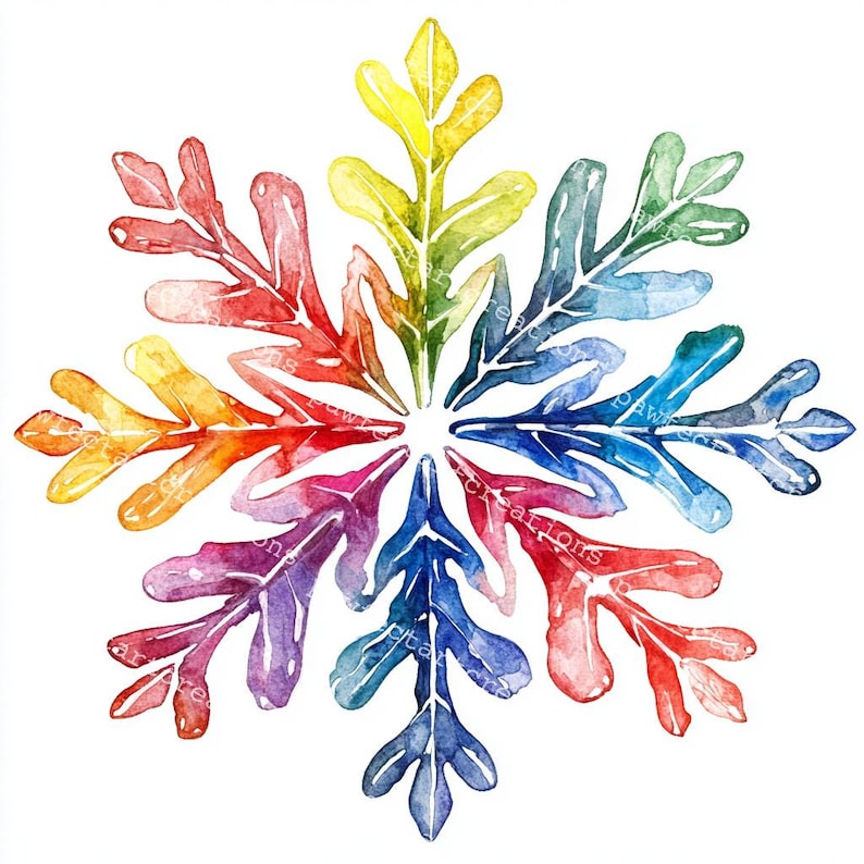 16 Rainbow Snowflake Clipart, Winter Art, Xmas Snowflake, Christmas ...