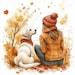 Autumn Girl and Dog Watercolor Clipart: Fall Season Art (JPG) - Etsy