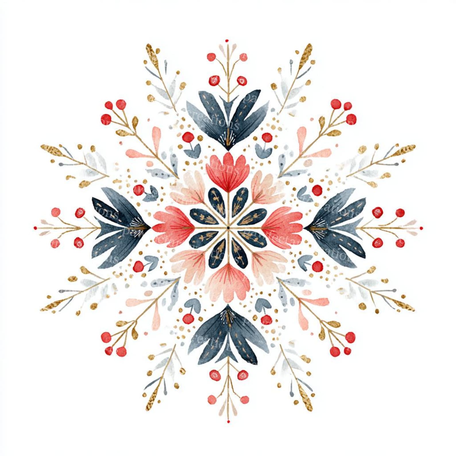 28 Scandinavian Folk Art Snowflake Clipart, Cute Christmas, Printable ...