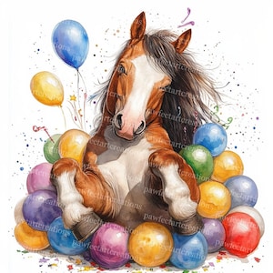 18 Funny Horse Birthday Clipart, Farm Animals Clipart, Quirky Horse ...