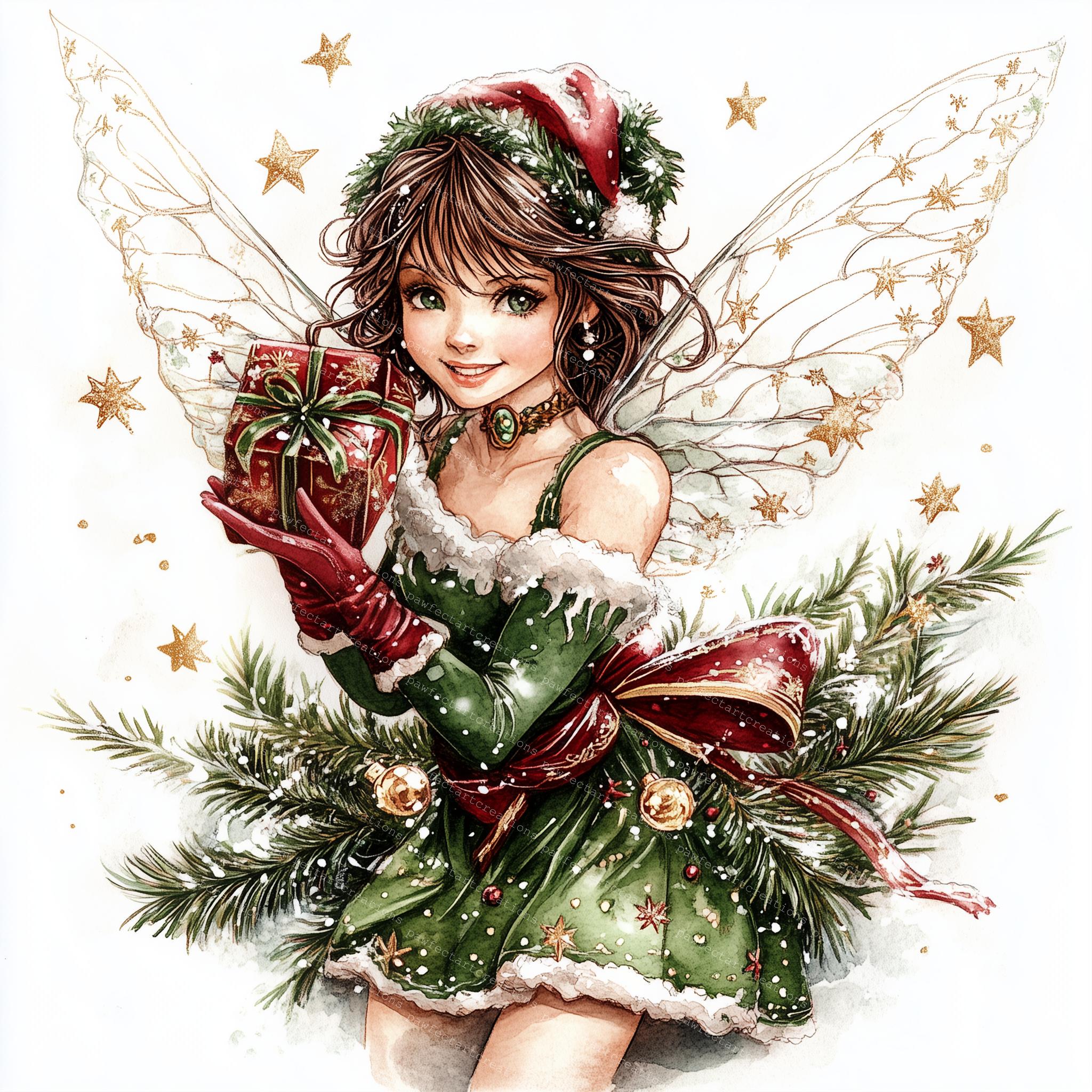 Christmas Fairy Clipart: Watercolor Winter Fairies (digital Download ...