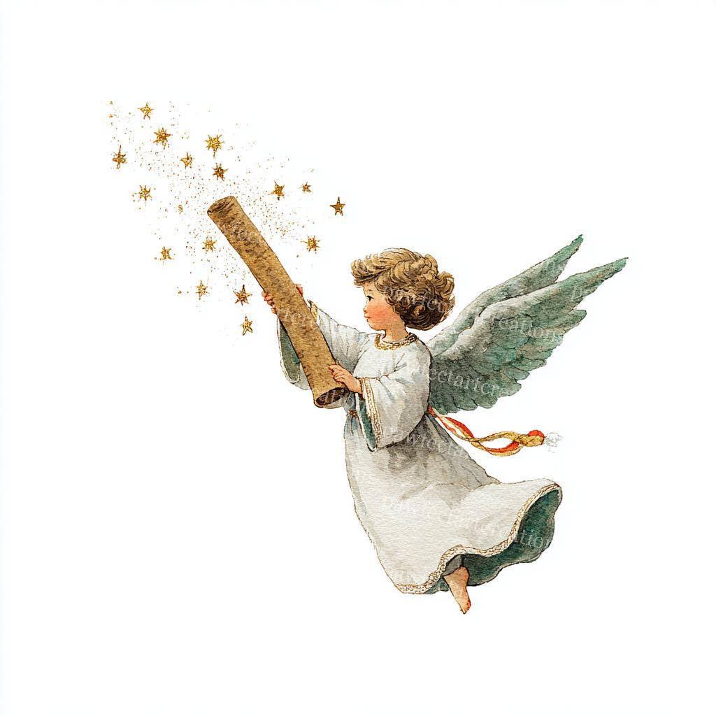 16 Christmas Angel Baby Holding Scroll Clipart, Cute Angel, Christmas ...