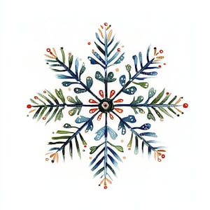 16 Scandinavian Folk Art Snowflake Clipart, Watercolor Snowflake,winter ...