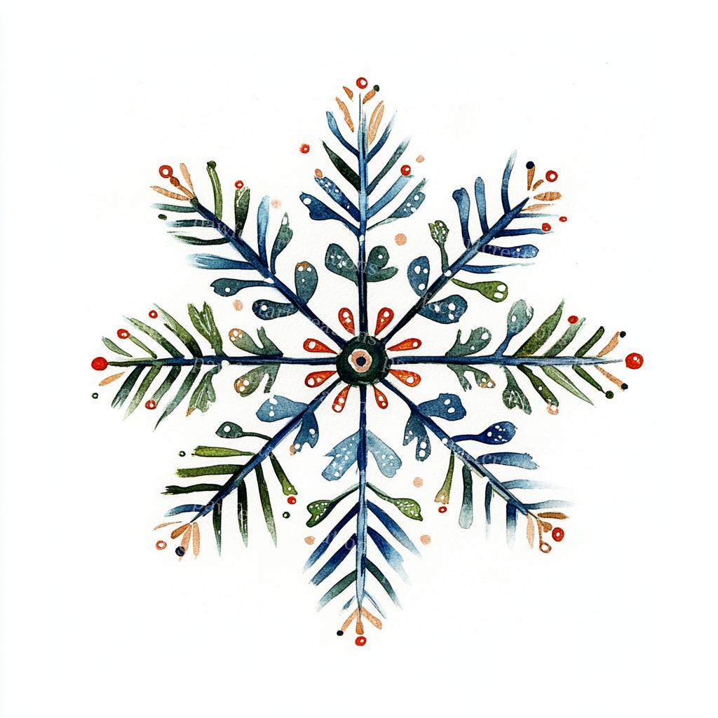 16 Scandinavian Folk Art Snowflake Clipart, Watercolor Snowflake,winter ...