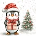 10 Cute Christmas Penguin Clipart, Baby Penguin Clipart, Printable ...