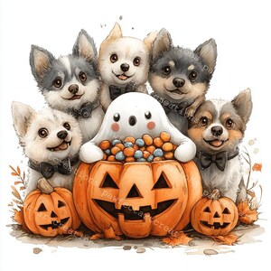 10 Cute Dog Ghost Clipart, Halloween Dog, Spooky Dog, Printable ...