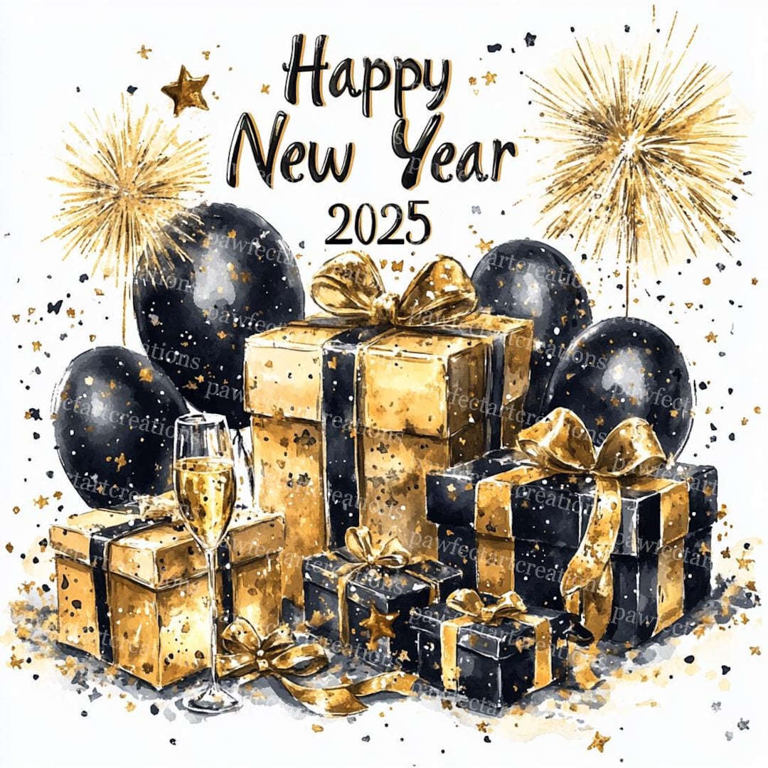 10 Happy New Year 2025 Clipart, New Year's Eve, Party Clipart,printable ...