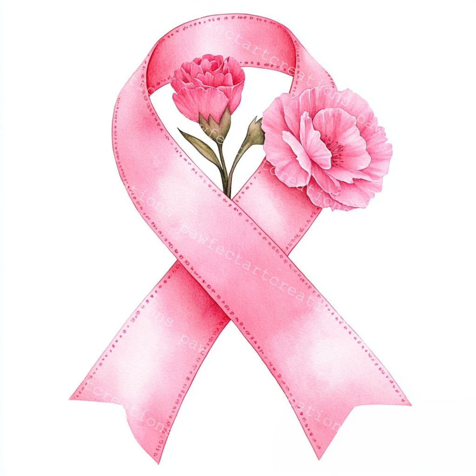 Pink Ribbon Clipart: Breast Cancer Awareness Watercolor (digital ...