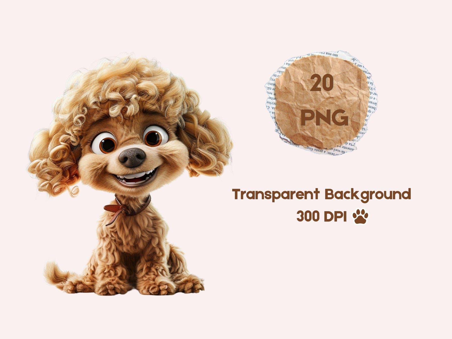 Pixar Style Dog Clipart, Dog PNG Bundle, Happy Puppy Clipart, Cute Dog ...