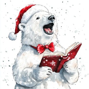 Christmas Polar Bear Clipart: Watercolor Bear & Snowman (digital ...