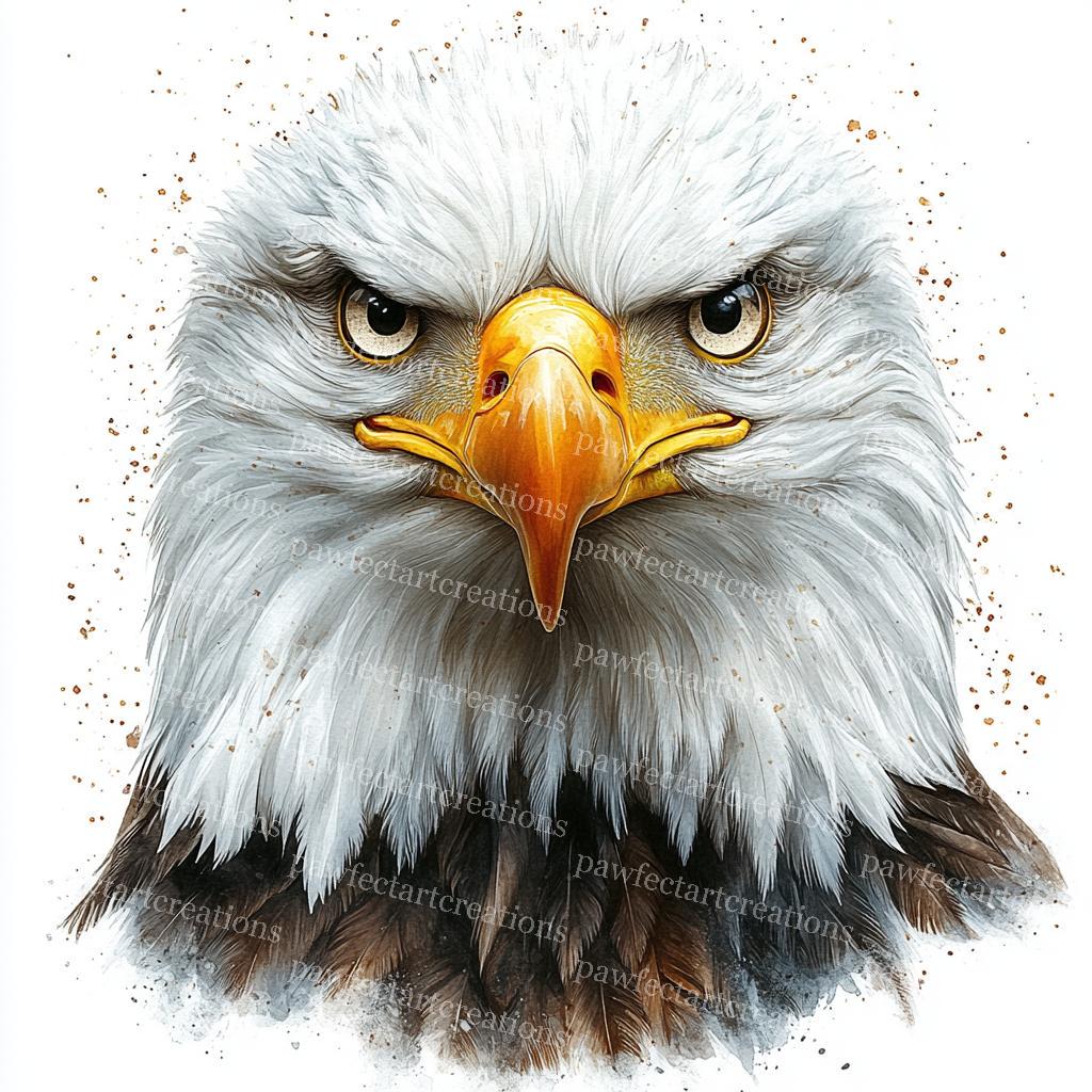 15 Bald Eagles Clipart, Eagle Flying Mountain, Watercolor Bird ...