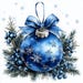 Blue Christmas Bauble Clipart: Watercolor Holiday Ornaments (digital ...